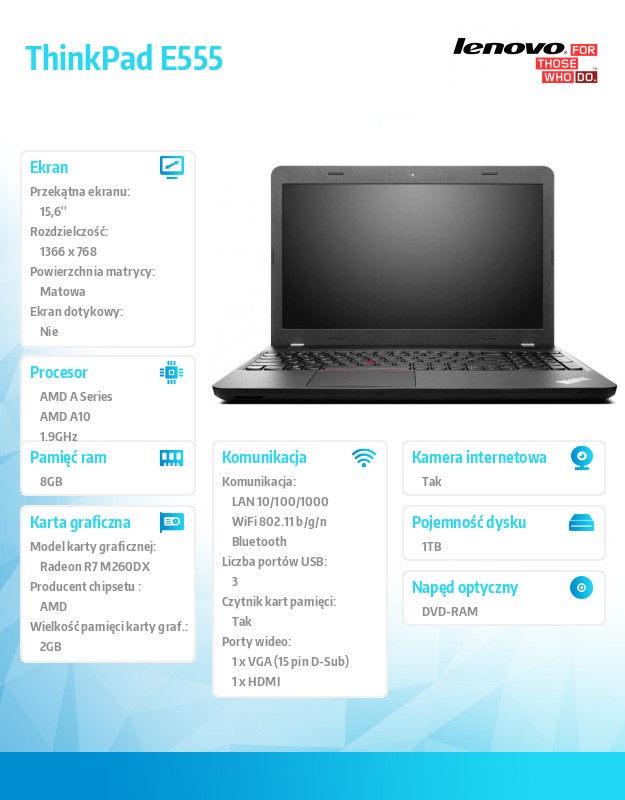 ᐅ Lenovo ThinkPad E555 20DH000XPB - Ceny, opinie, dane techniczne ...