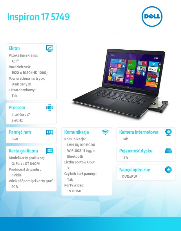 ᐅ Dell Inspiron 17 5749 - Ceny, opinie, dane techniczne | VideoTesty.pl