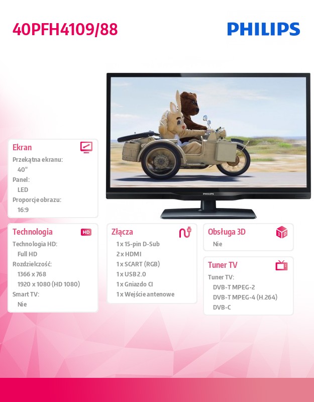 ᐅ Philips 40PFH4109/88 - Ceny, opinie, dane techniczne | VideoTesty.pl
