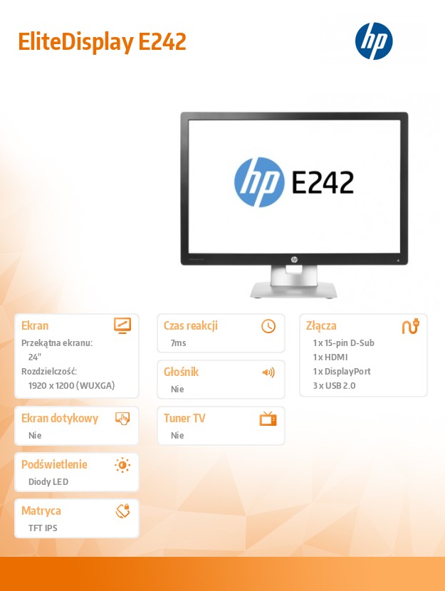 ᐅ HP 24'' EliteDisplay E242 M1P02AA - Ceny, opinie, dane techniczne ...